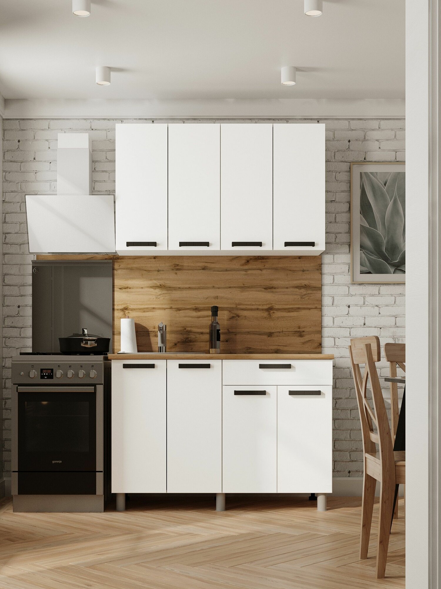 Кухонный гарнитур Осло МДФ 1,2м карбон фарфор без столешницы