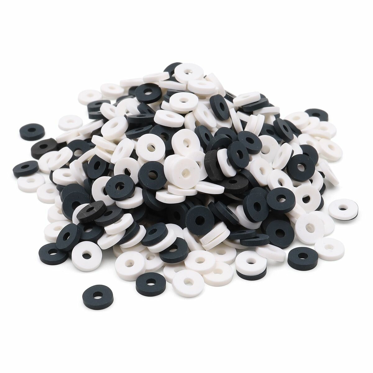 Бусины для рукоделия плоские из полимерной глины 6мм, 20г, Astra&Craft (B13 черно-белый микс)