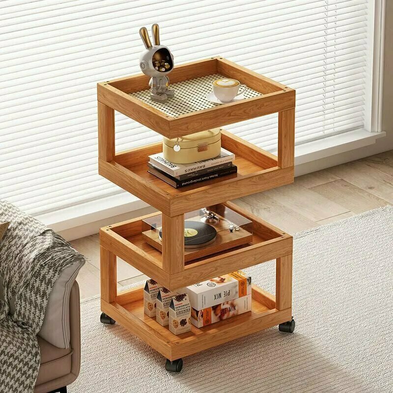 Консольный столик пластиковый 4 слоев (29×40×82см) с колесами – универсальное размещение в ванной и спальне