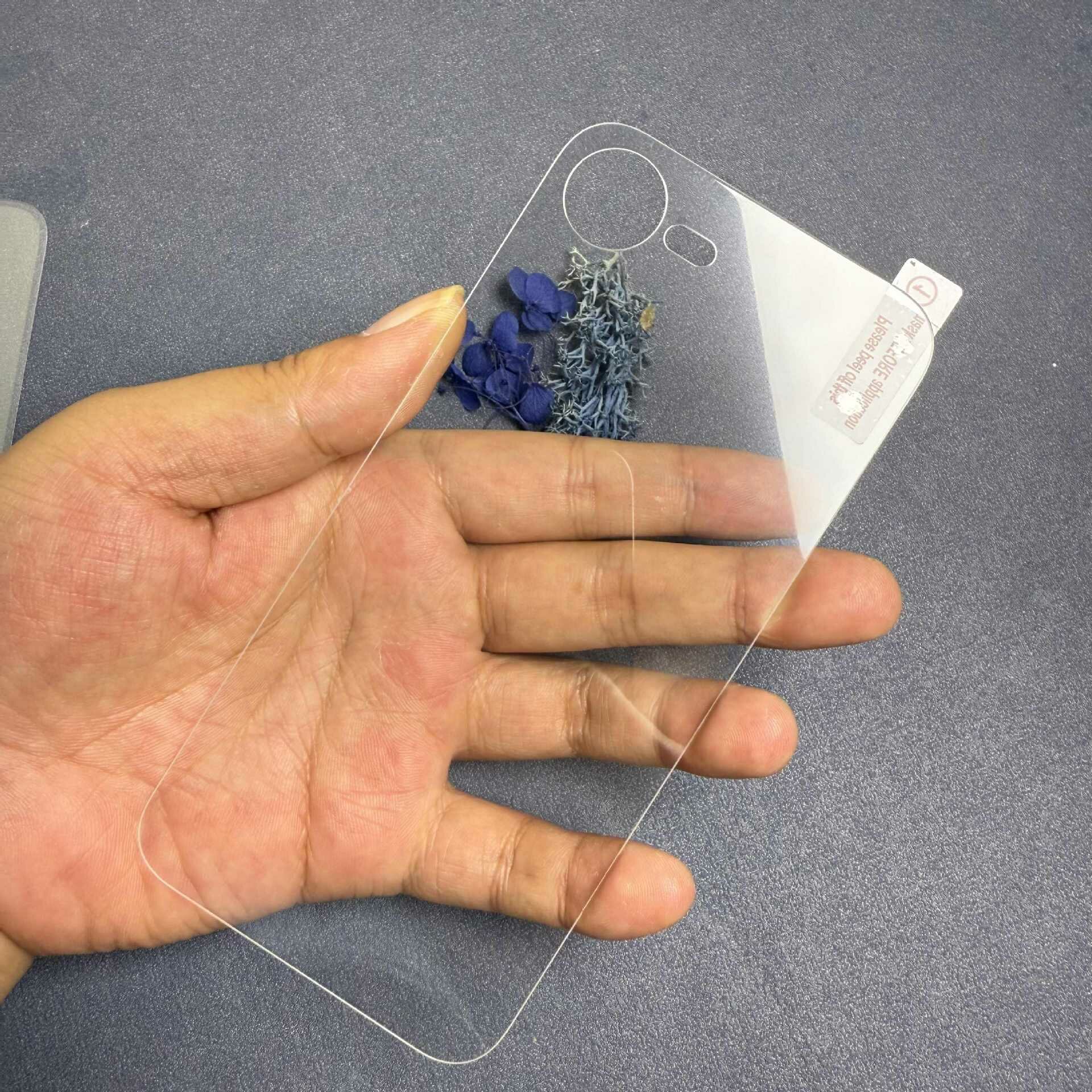 Задняя пленка, для iPhone 16 Plus, из закаленного стекла, полное пластиковое уплотнение, прозрачная