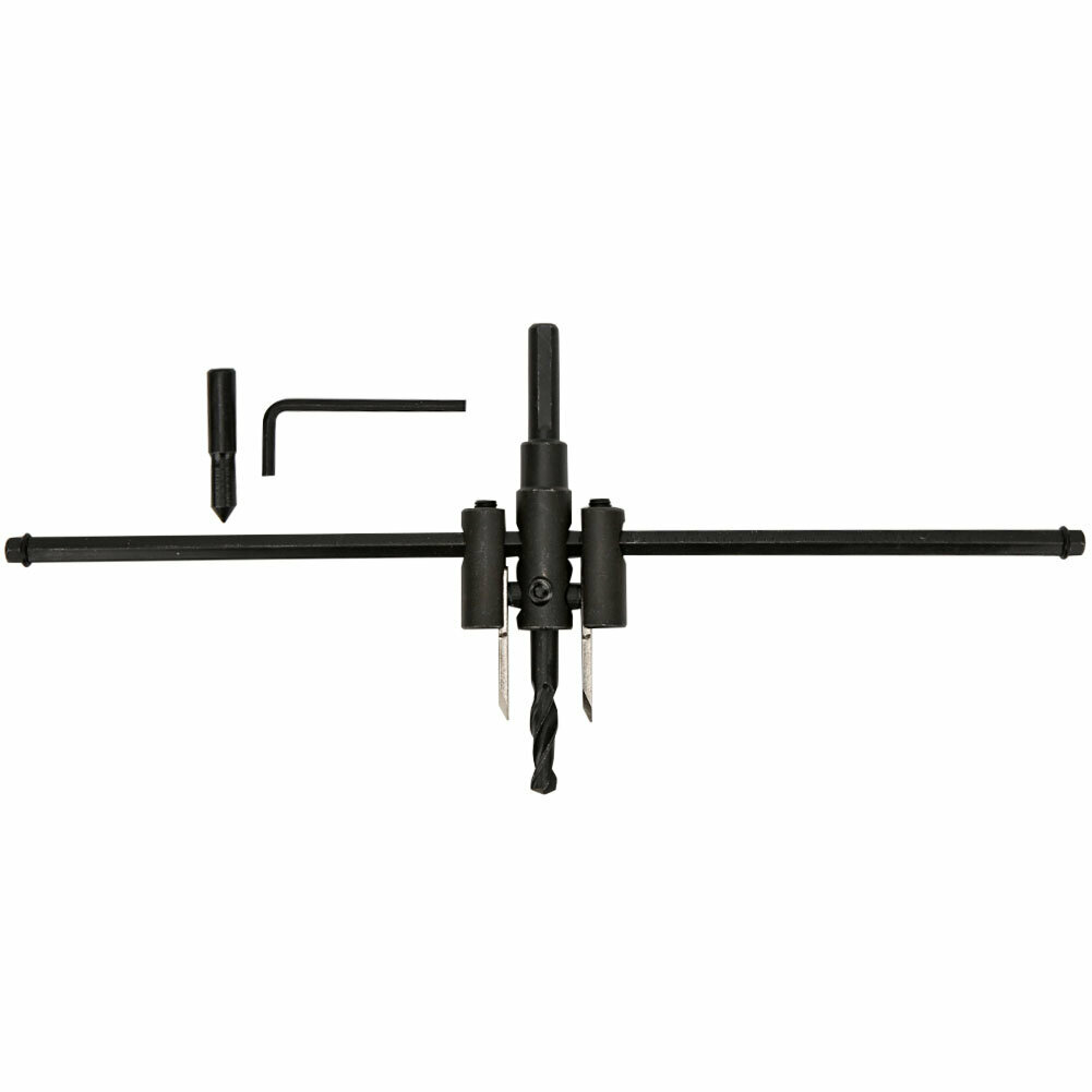 Регулируемый набор сверл для кольцевых отверстий диаметром 30-200 мм, черный, для самостоятельной работы по дереву.