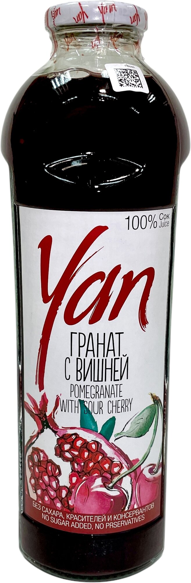 Сок YAN гранатово-вишнёвый сок прямого холодного отжима /стекло/ 930мл