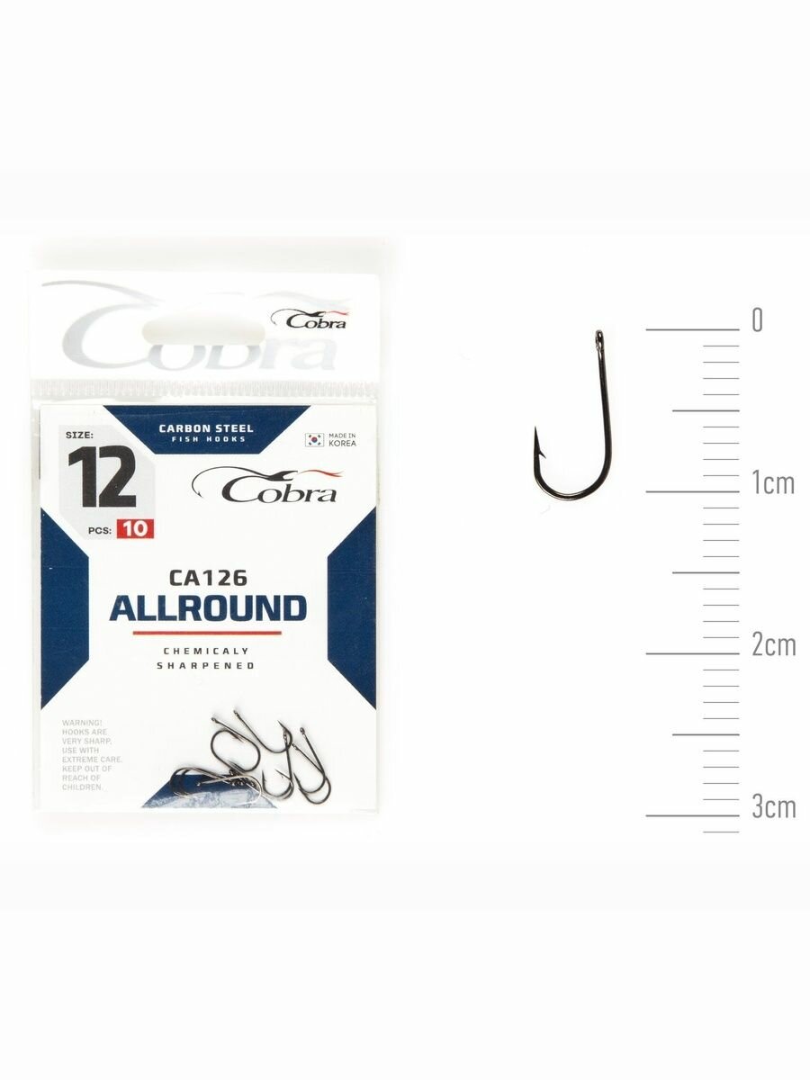 Крючки Cobra Allround VIKING CA126, размер №12, одинарные , 10шт.