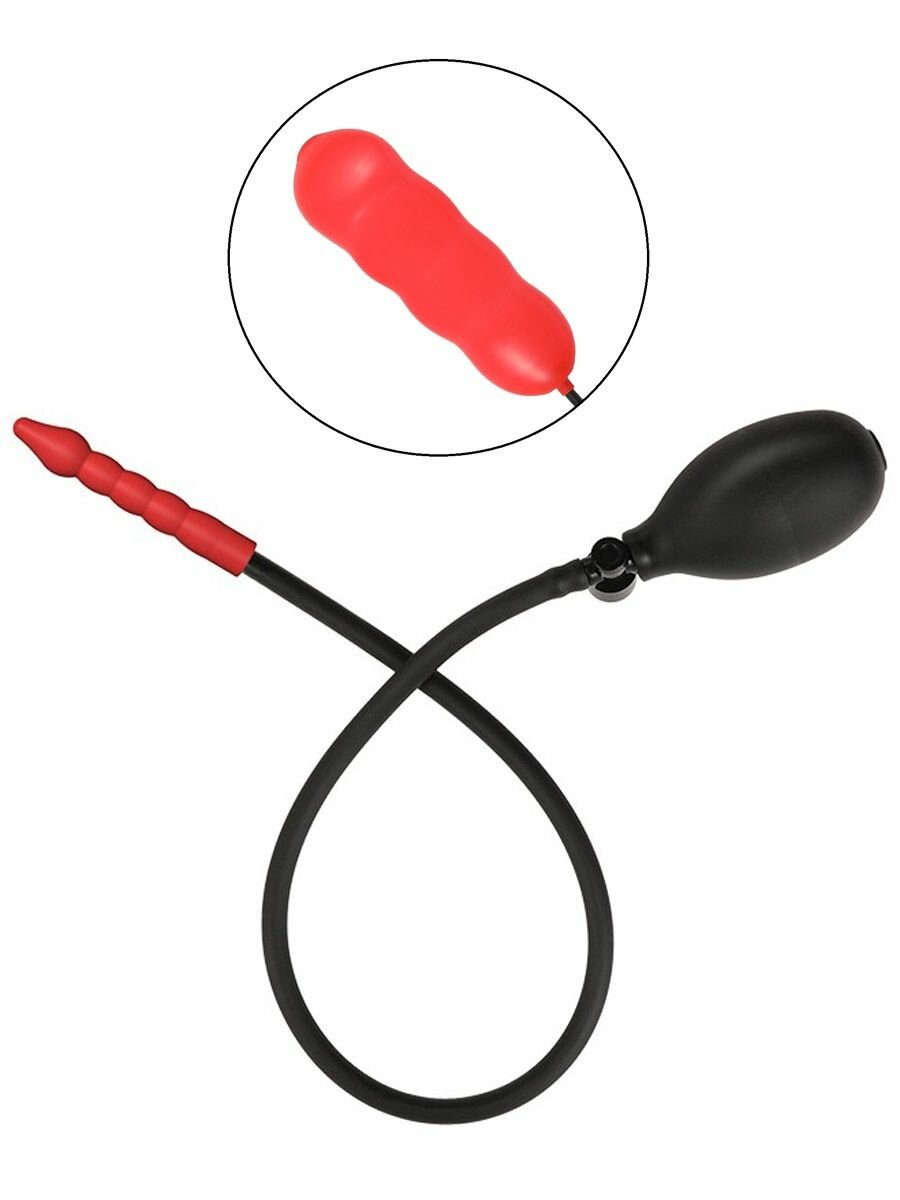 Надувной красный анальный расширитель с грушей, 7.5см