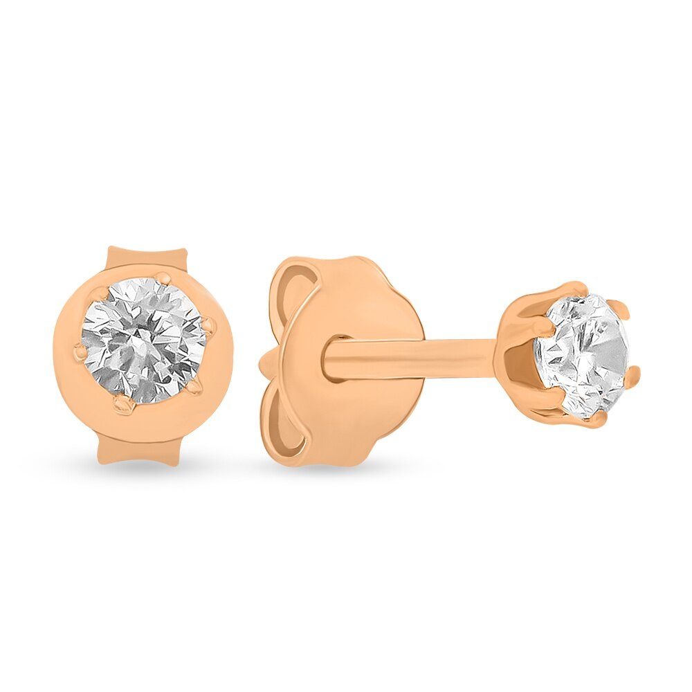 Серьги пусеты, серебро, 925 проба, золочение, фианит