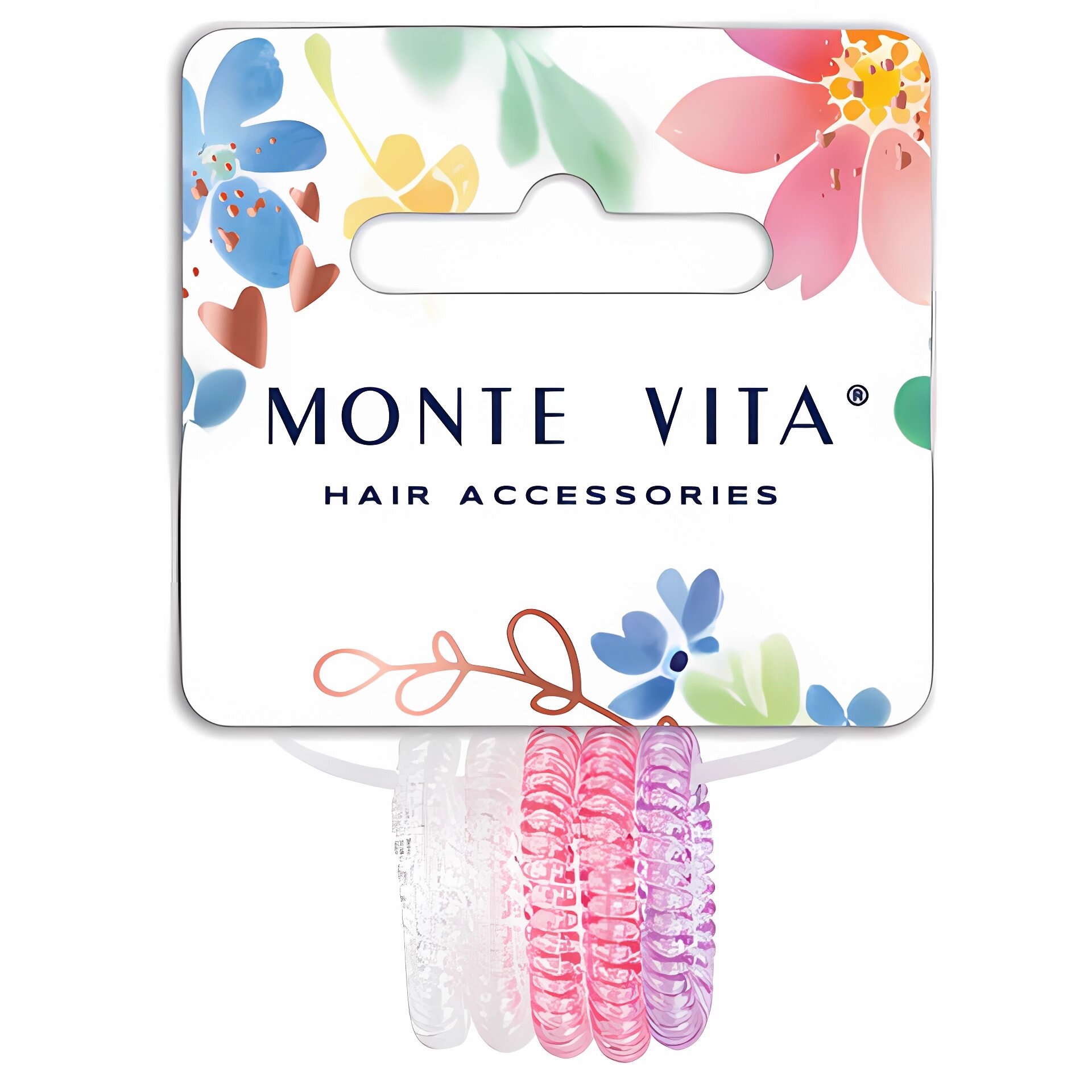 Резинки для волос набор 5 шт, диаметр 2,5 см, пружинка, разные цвета, MONTE VITA, 457061