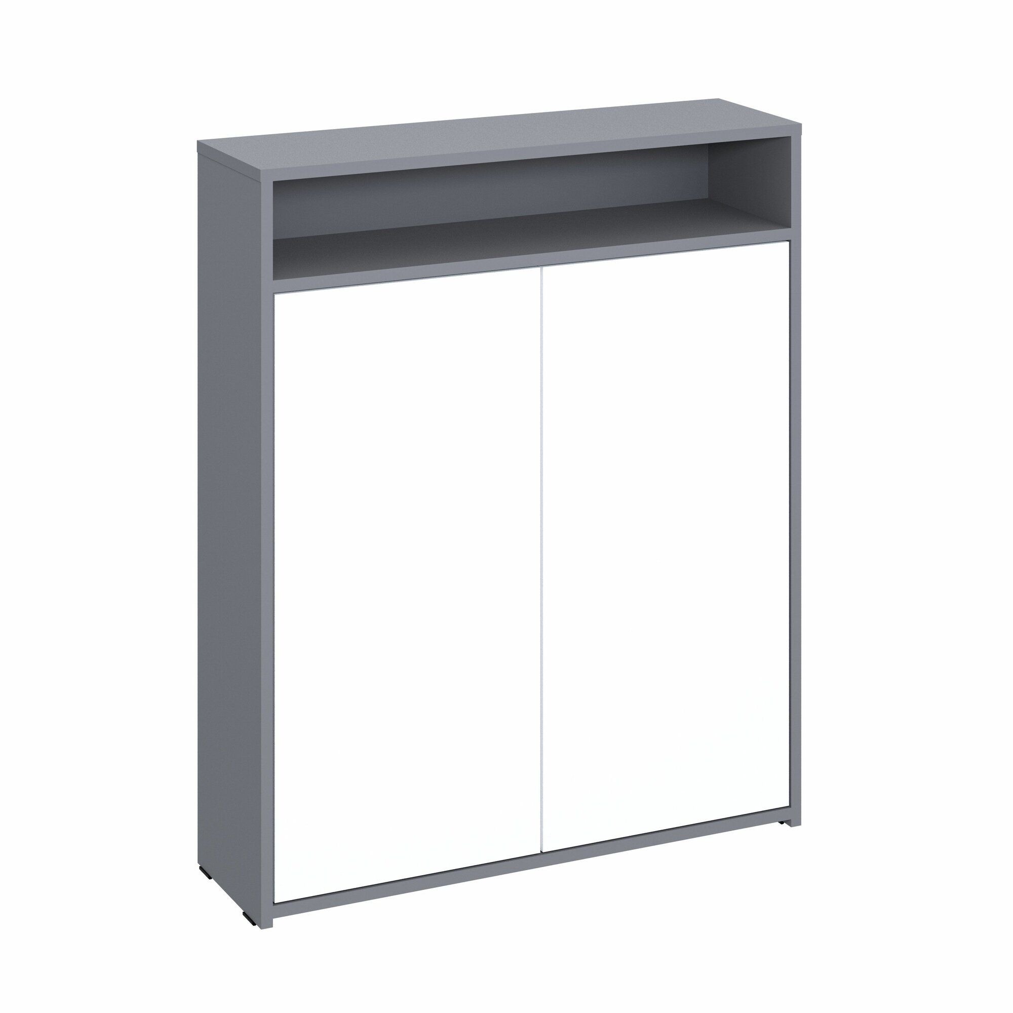 Тумба для обуви 2х дверная с полками лайт Серый шифер / Белый/МК (Атмосфера)