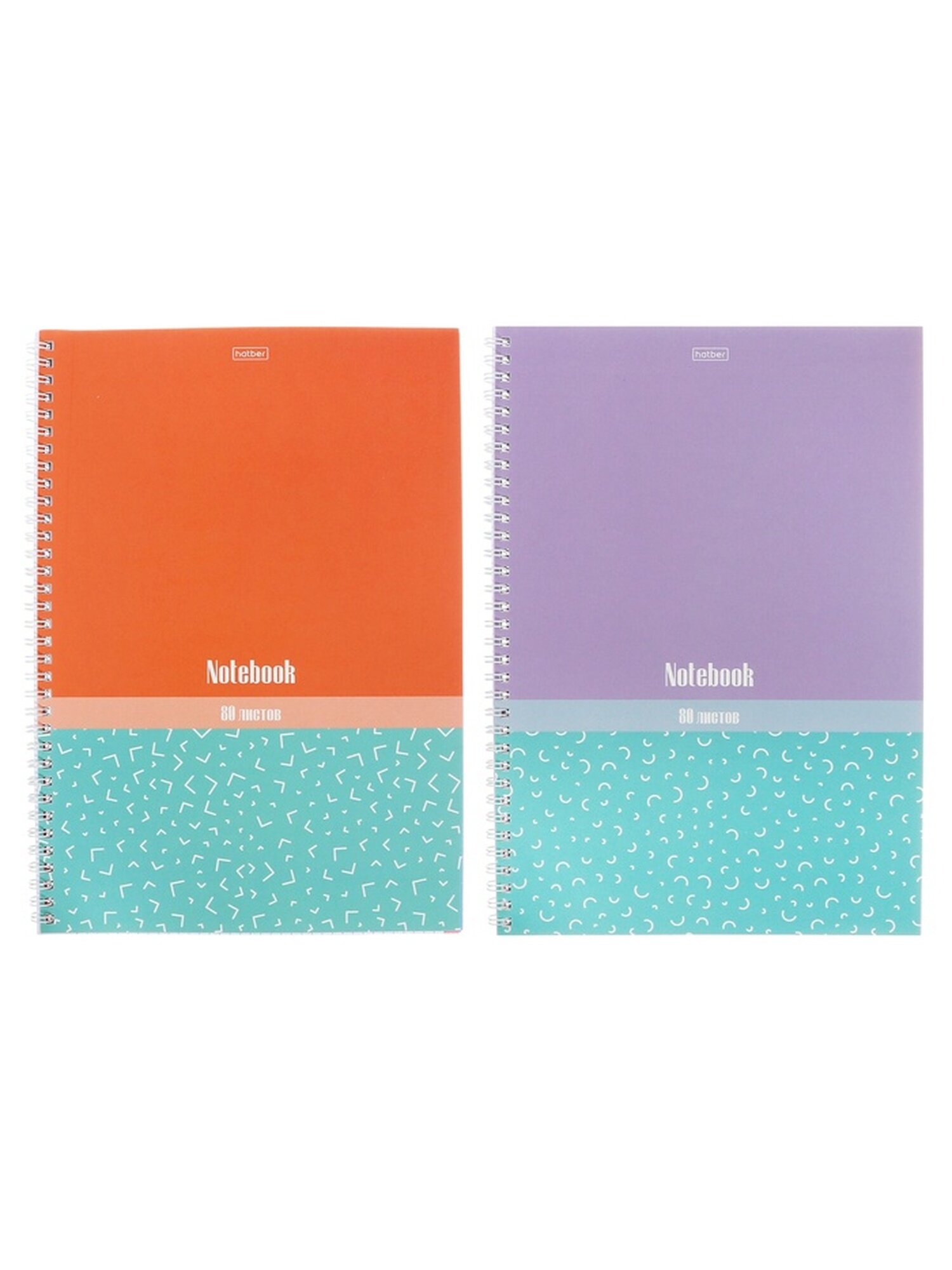 Тетрадь 80 листов в клетку Hatber «Скобочки», на гребне, Soft-touch, цветной срез 60-65 г/м², микс 2 вида