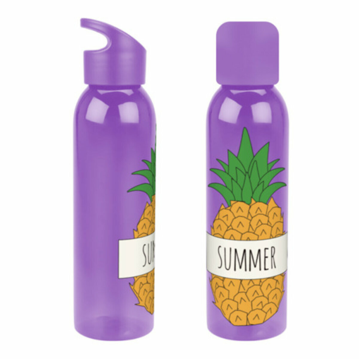 Бутылка для воды «Лето ананас тропики фрукт летний арт summer» (фиолетовый)