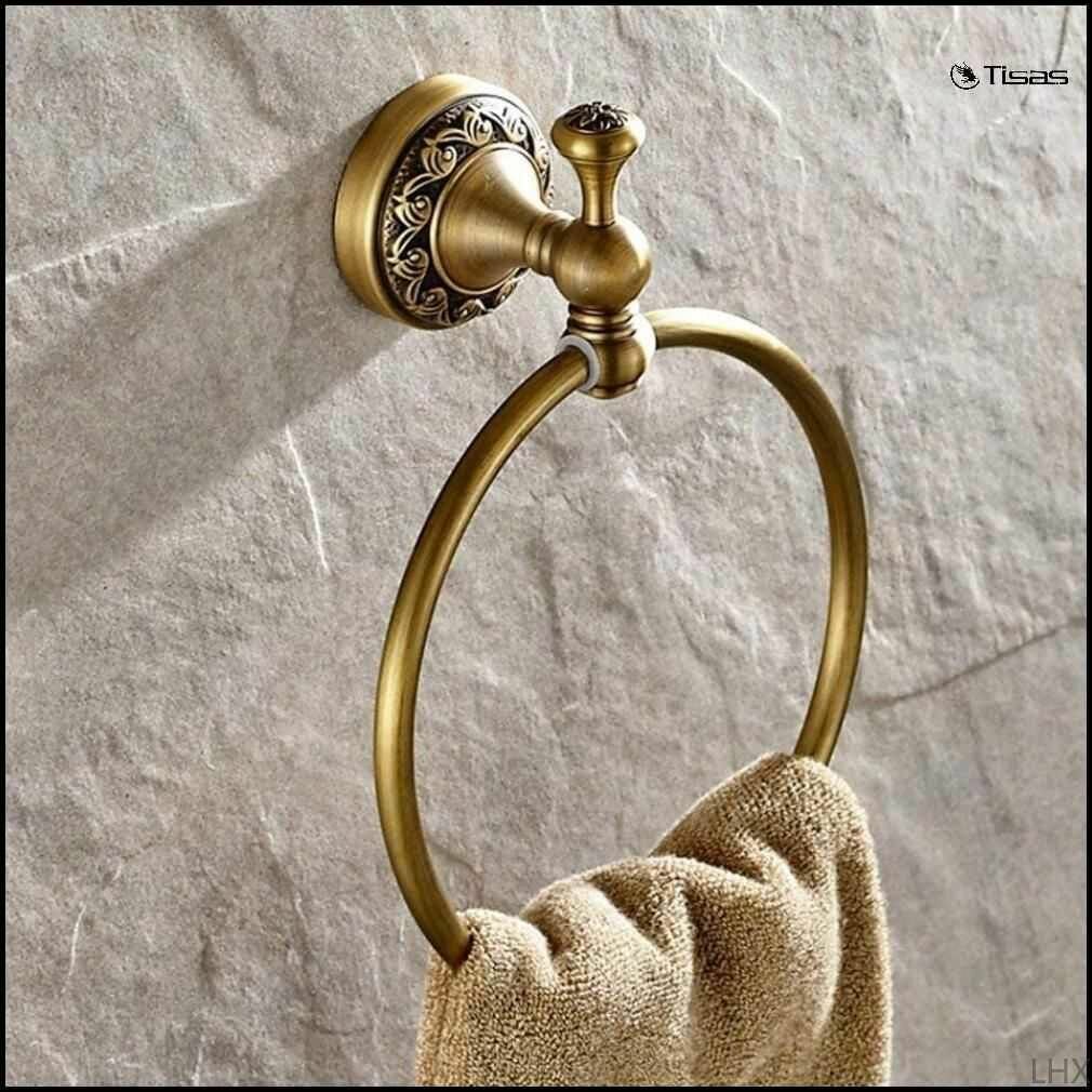 Tisas. Античный бронзовый держатель кольца для полотенец, настенный, латунный материал