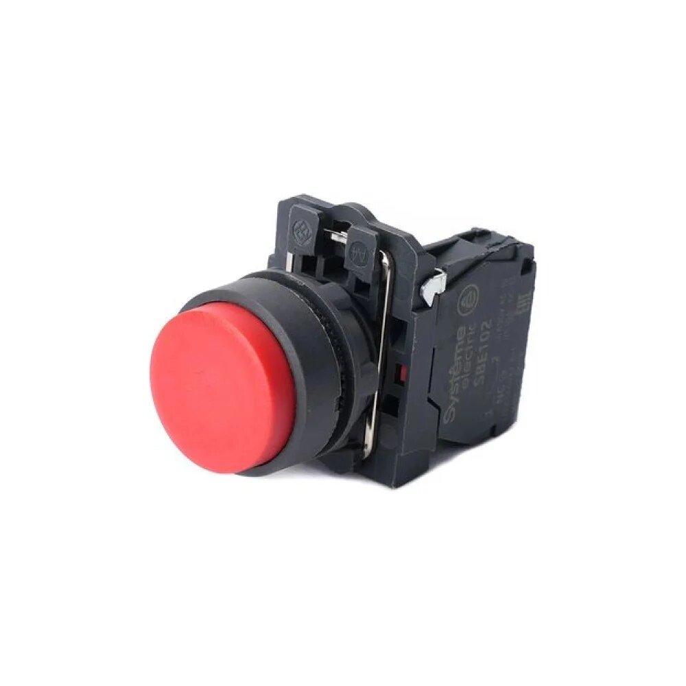 Systeme Electric Кнопка SB5 в сборе модульная 22мм выступающая красная с возвратом пластик 1НЗ SB5AL42