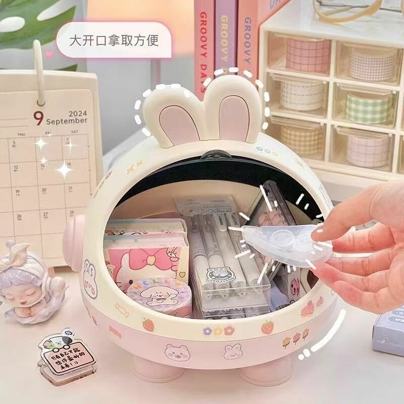 Настольный стол Кролик коробка, милые ученики, прическа, уход за кожей, полки, столы, ящики для хранения мусора.