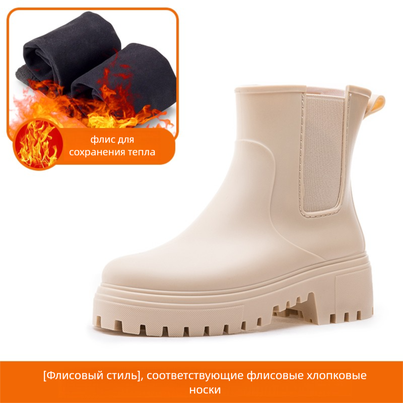 Полусапожки, резиновые сапоги Martin, женская модная верхняя одежда, водонепроницаемые ботинки средней высоты, нескользящие, удобные резиновые сапоги с бархатистой резиной. Размер обуви. EU:38