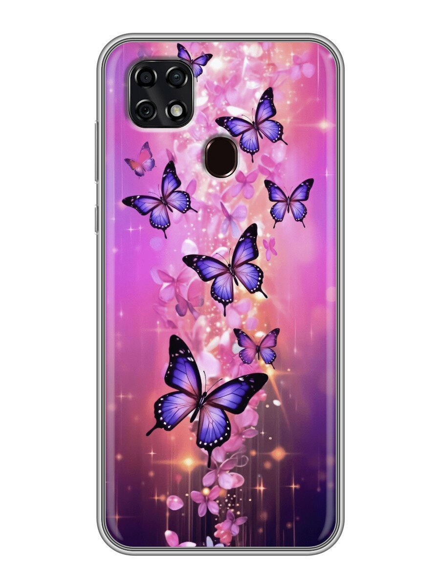 Чехол для ZTE Blade 20 Smart с принтом Красивые бабочки (ЗТЕ Блейд 20 Смарт)