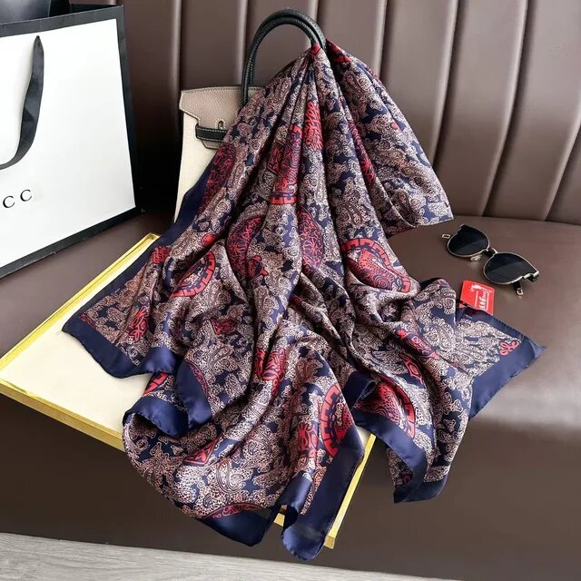 Роскошный бренд, женский шарф, летние шелковые шарфы, шали, женские накидки, мягкая пашмина, женский дизайнерский пляжный палантин, бандана