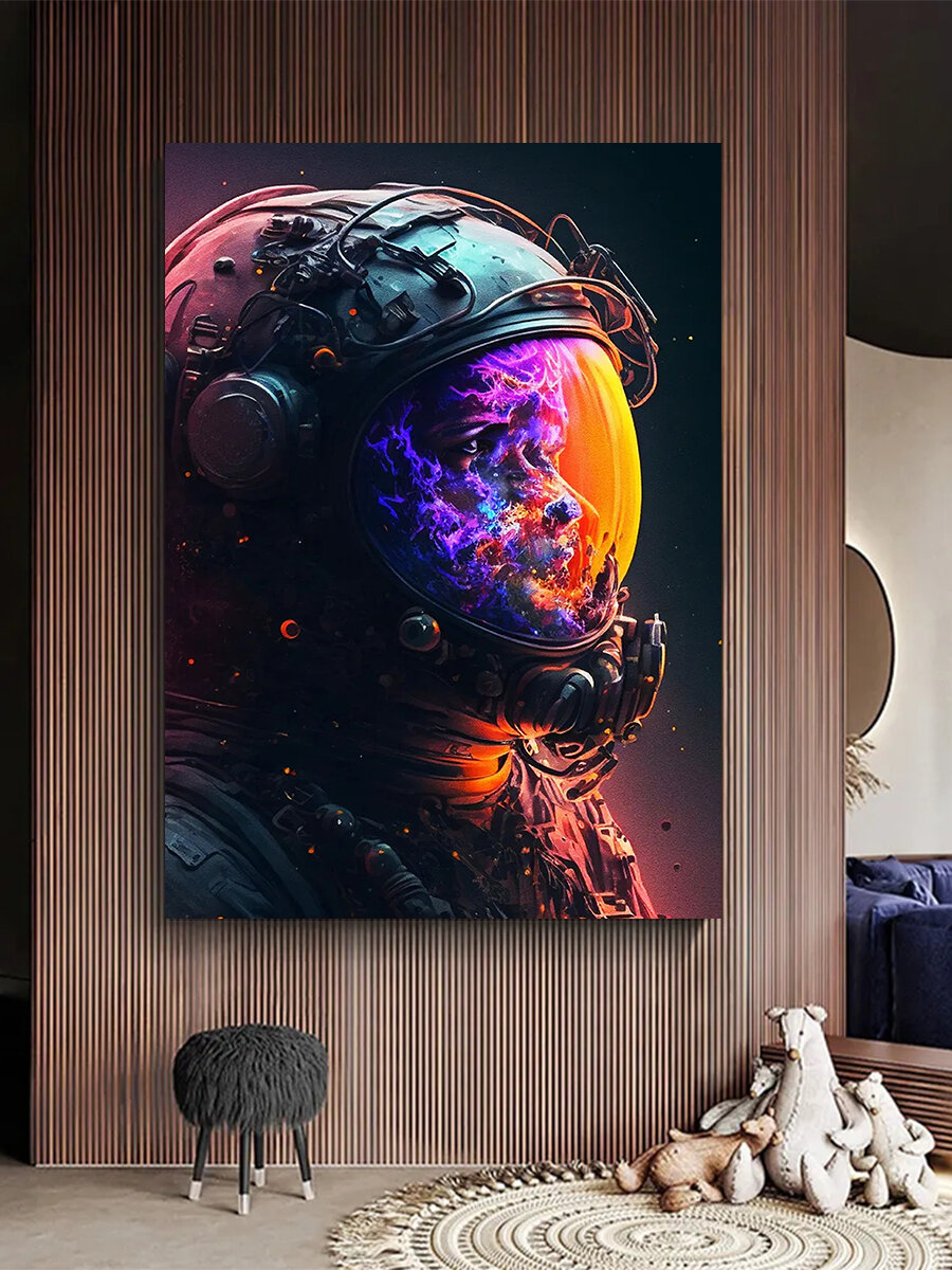 Картина на стену для интерьера - "Космос / Космонавт" , 20х30 см.