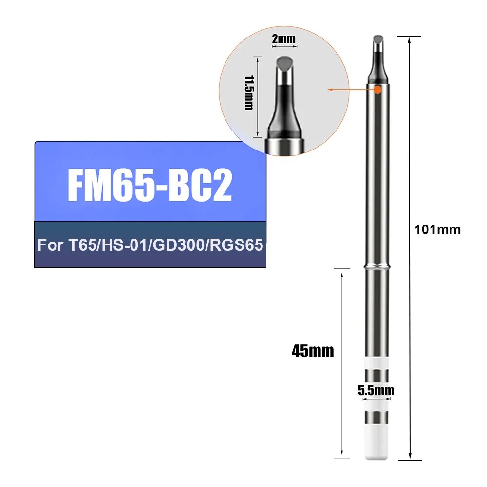 FMchip FM65 T65 Паяльные жала 5,5-6 Ом Высококачественные черные головки для T65 GVDA300 HS01 SH72 FM03 Сменное жало для паяльника