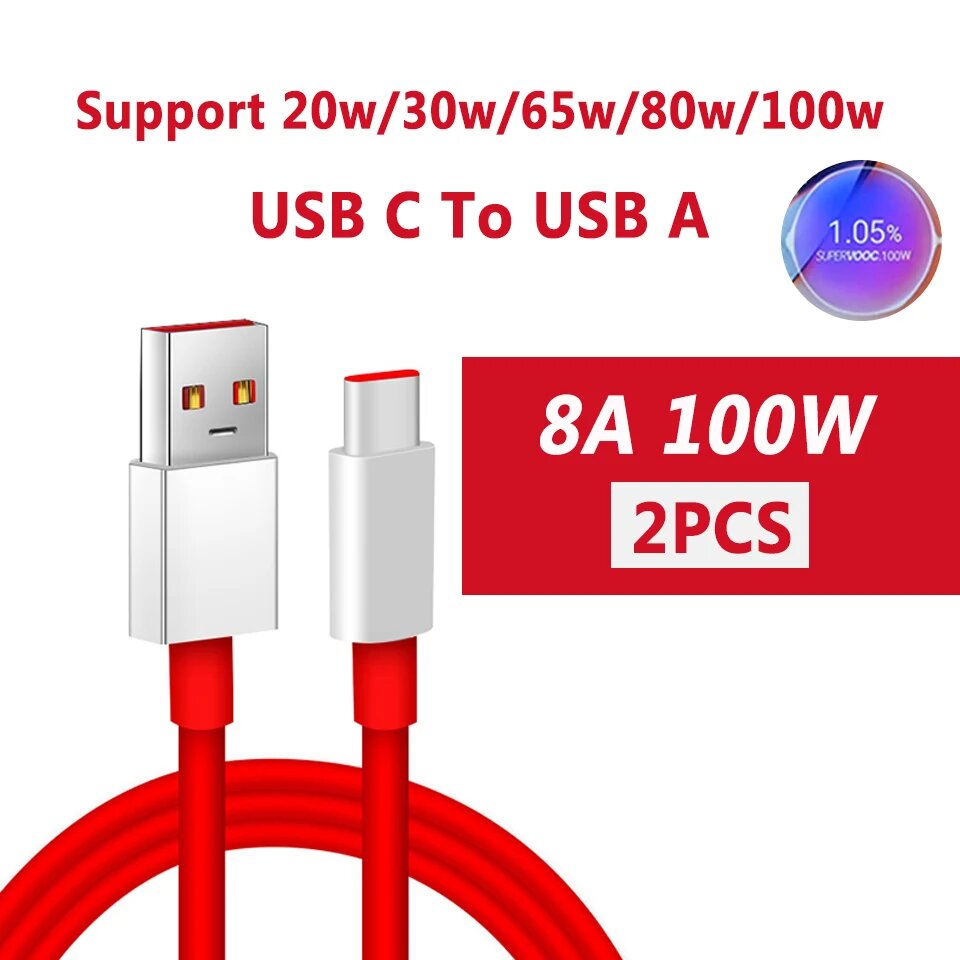 Комплект Из 2 Оригинальных Кабелей Oneplus Supervooc 100W 150W USB Type C Для 1m, 2pcs usb c to a