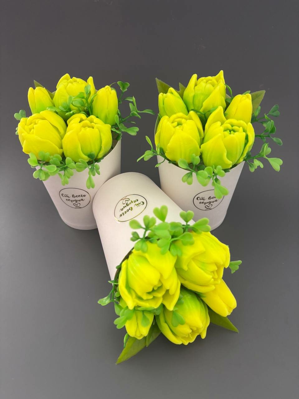 Натуральное мыло, желтые Тюльпаны, глицериновое, ручная работа