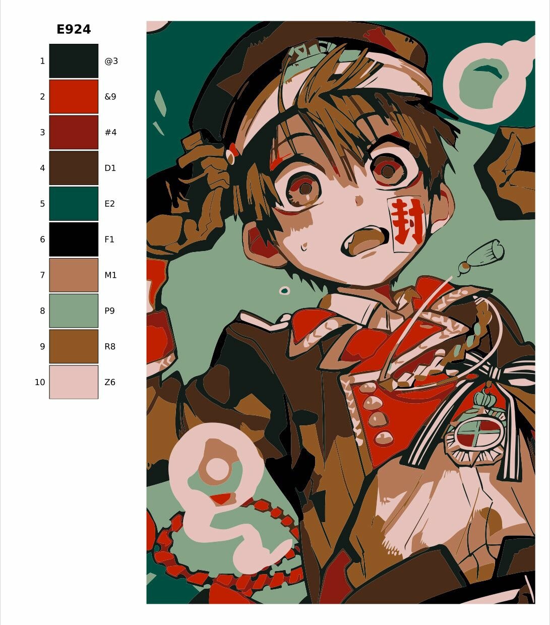 Детская Картина по номерам E924 "Аниме туалетный мальчик Ханако" 20x30