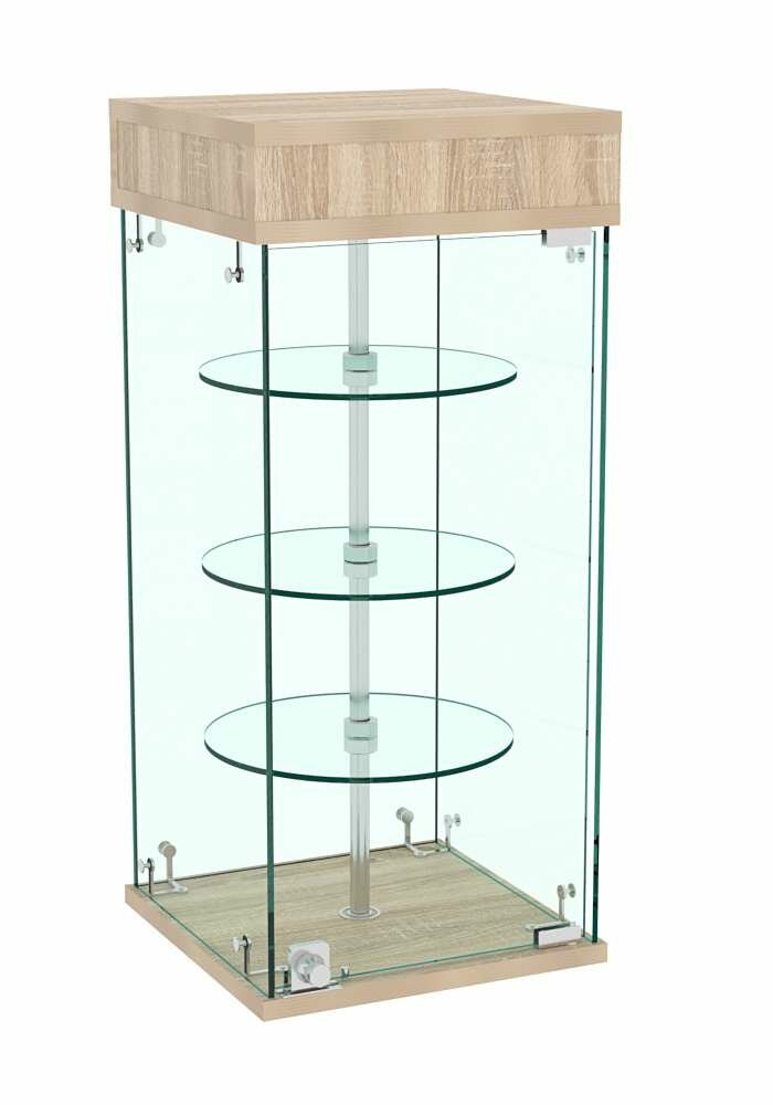 Витрина ротация настольная с вращающимися полками №21-3 (прозрачная), Дуб сонома