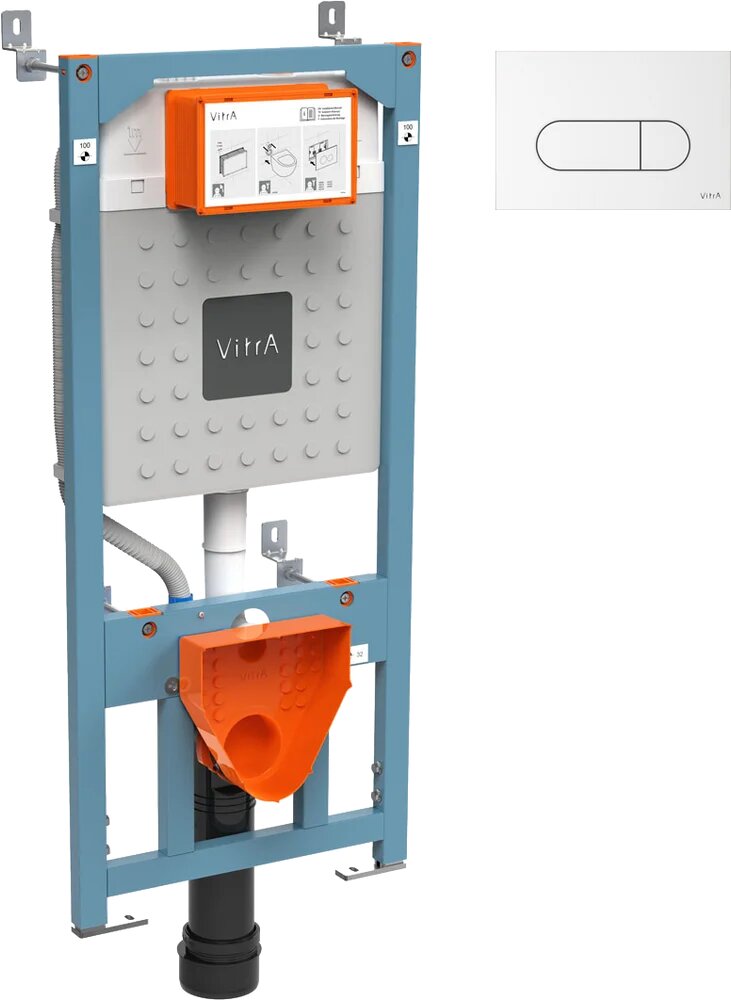 Комплект Инсталляция VitrA V12 762-5800-01 / Кнопка Root Round 740-2200 цвет глянцевый белый