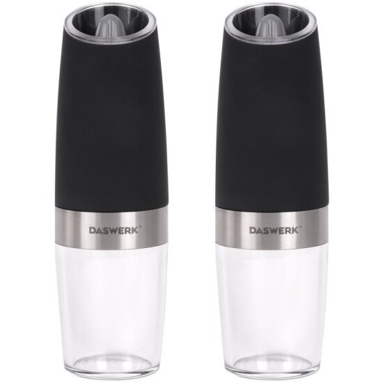 Набор мельниц Daswerk гравитационных для соли и специй, электрические, 2 шт, PM-6, , 456624