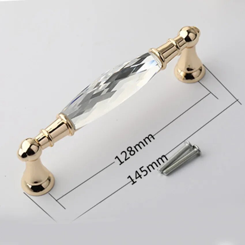 Ручка для шкафа FMHOME хрустальная золотая 128mm handle