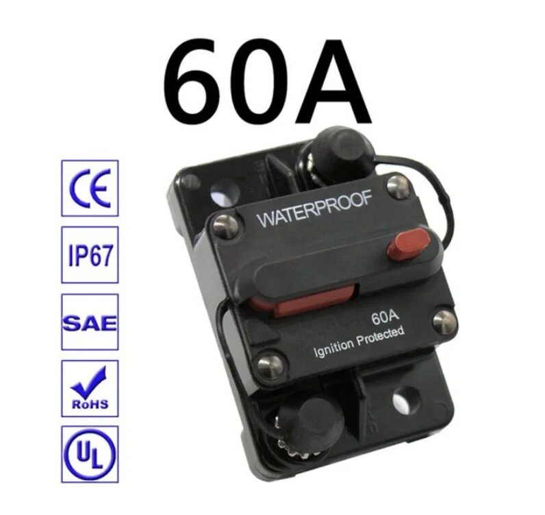 Бренд 30A 40A 50A 60A 70A 80A 100A 120A 150A 200A 250A 300A AMP Автоматический выключатель Сброс предохранителя 12-48V DC Автомобиль Лодка Авто Водонепроницаемый, Слоновая кость