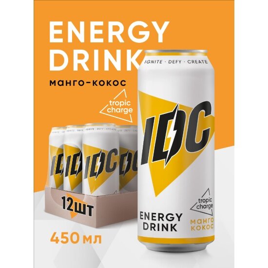 Энергетический напиток Idc манго-кокос 0,45л (12 штук в упаковке)