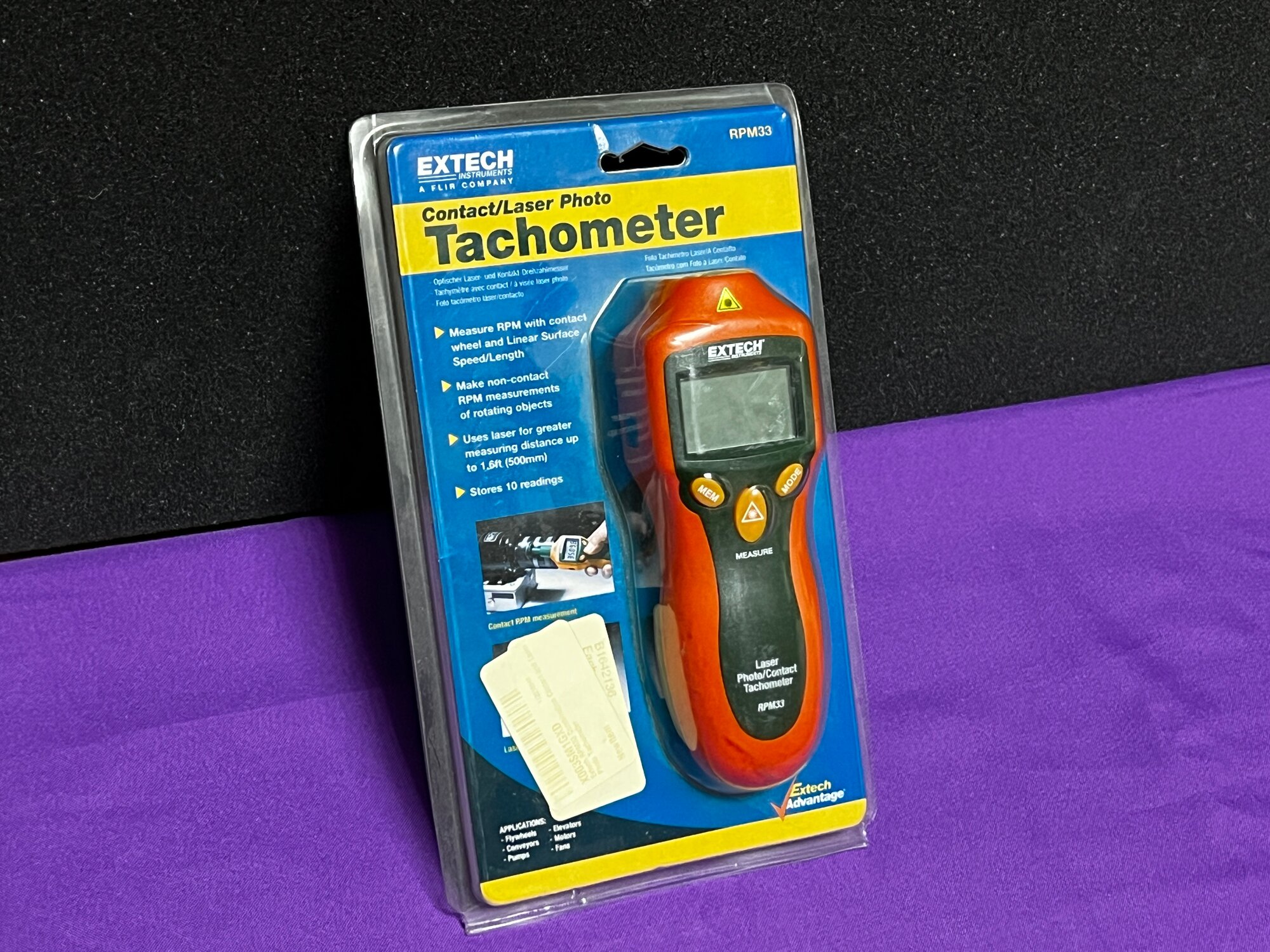 Комбинированный тахометр Extech RPM33, контактный и лазерный, измерение оборотов до 99 999 об/мин