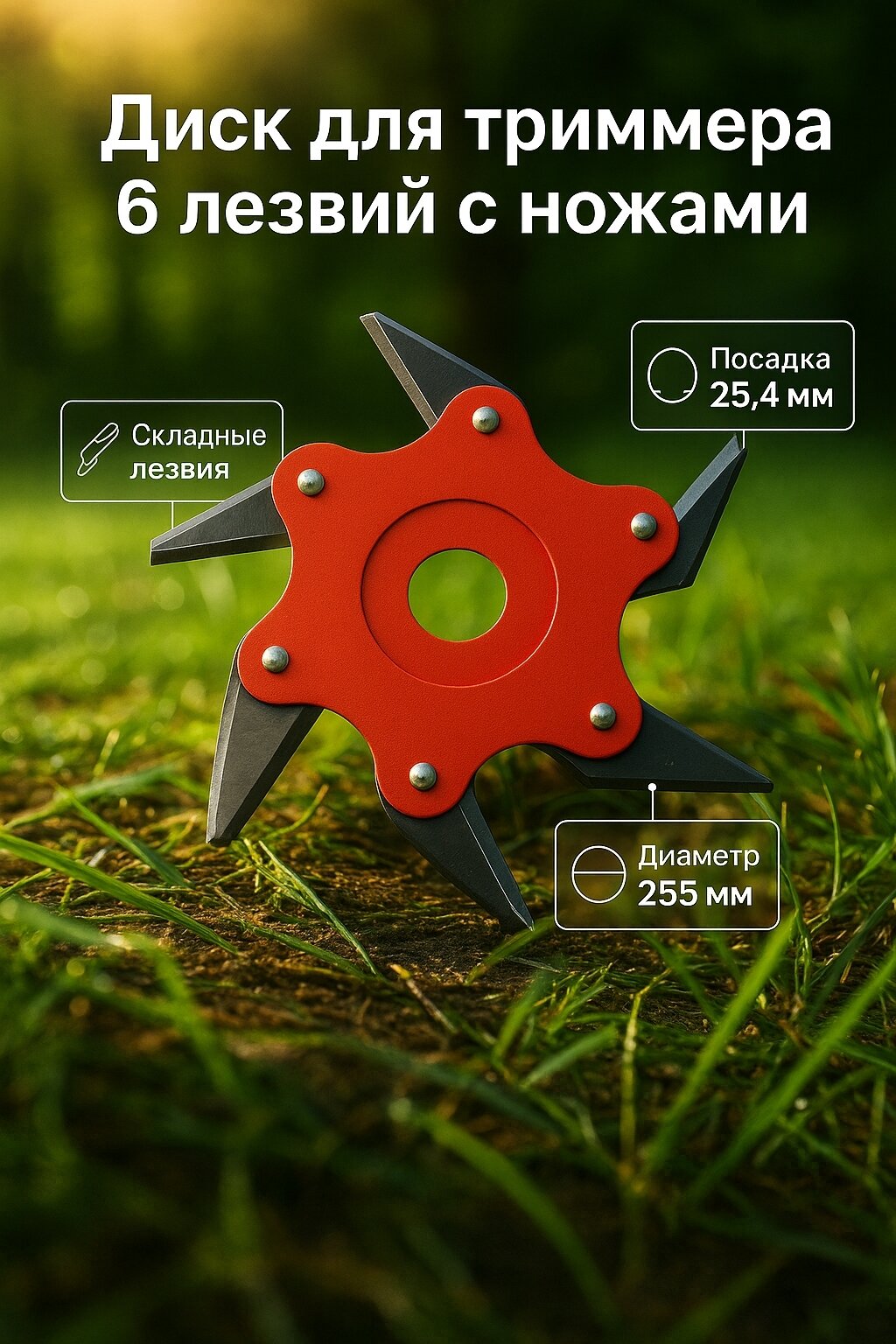 Диск для триммера 6 лезвий с ножами