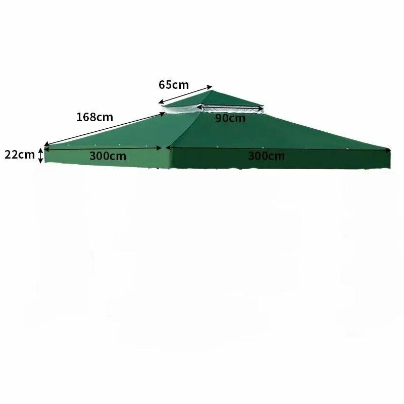 Наружный тент с двойным верхом 3х3м для беседки, зеленый