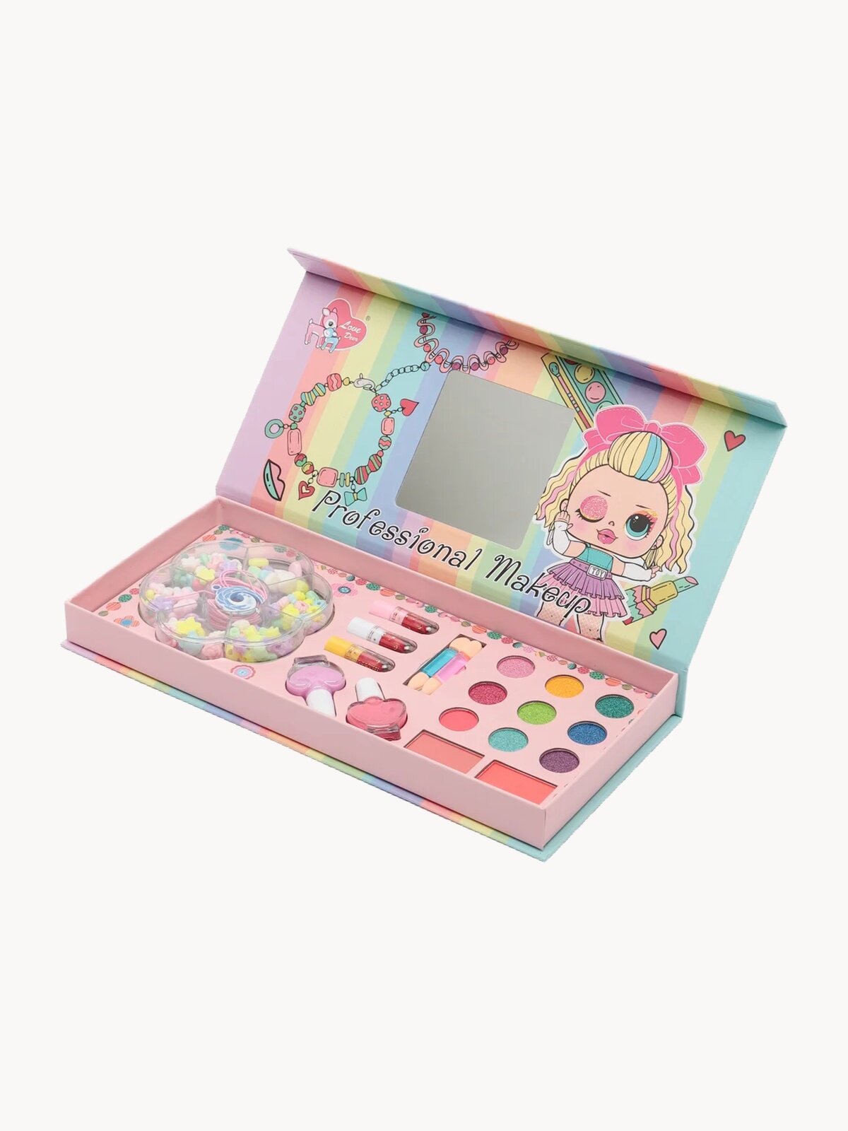 Набор детской косметики в палетке с набором для создания браслетов