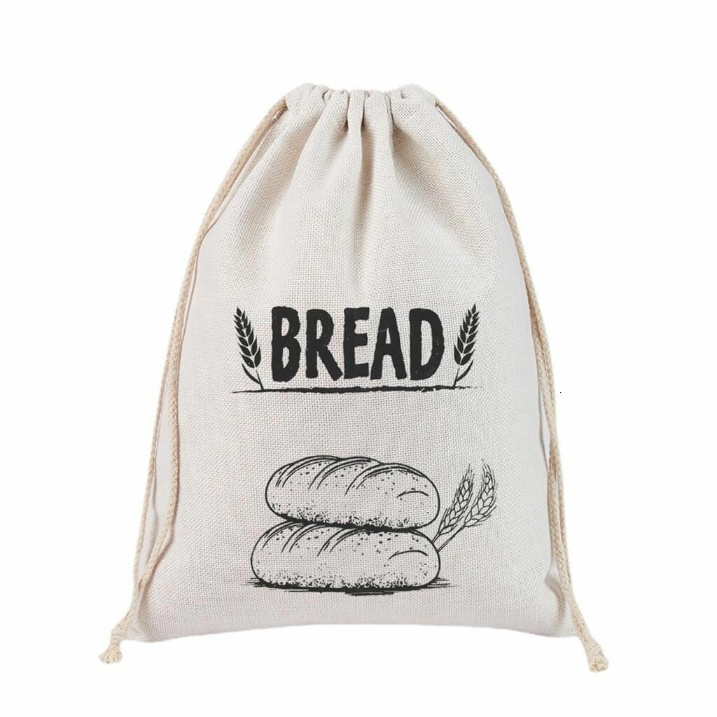 Многоразовая сумка для хлеба на шнурке, багетная упаковка, карман на шнурке из хлопка и льна-выкройка 1