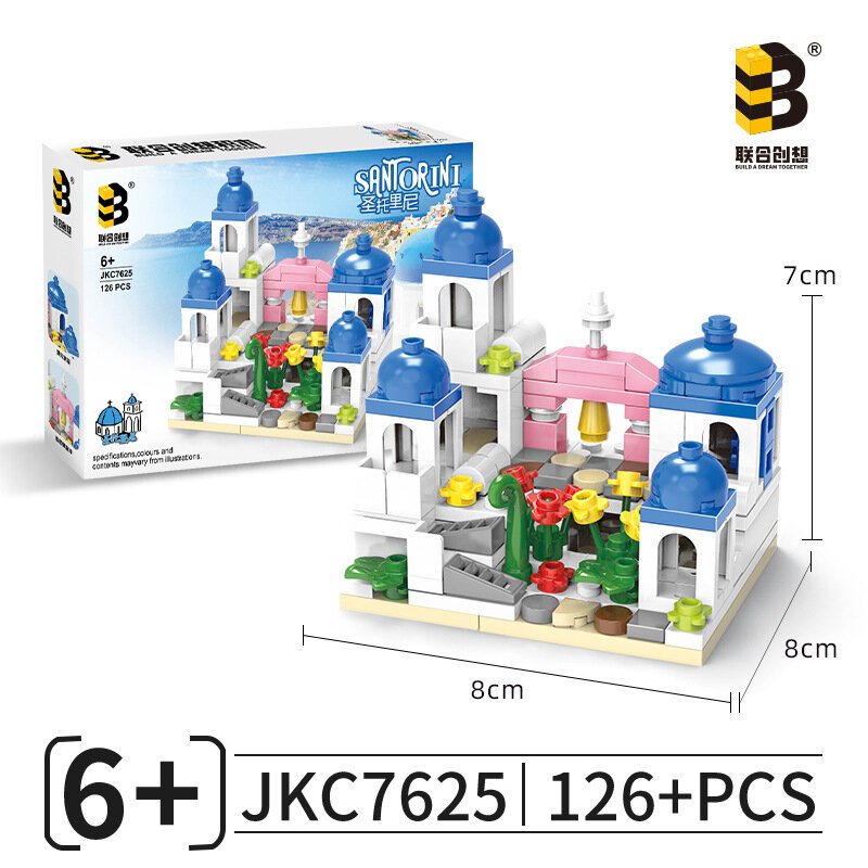 Конструктор лего стиль архитектурные модели: застройка Санторини, JKC7625,6+, кубики для детей