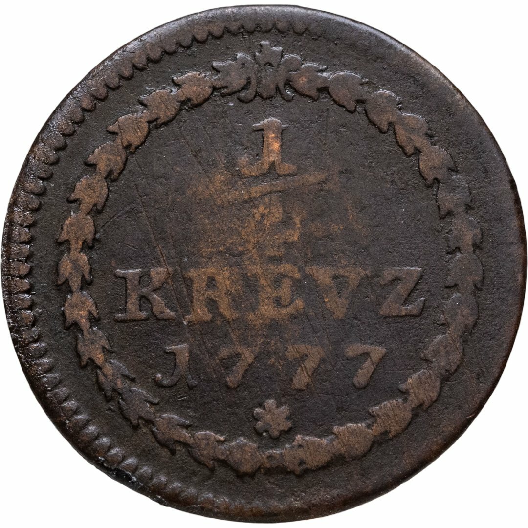 Курфюршество Пфальц ¼ крейцера 1777, Медь, в сохранности F
