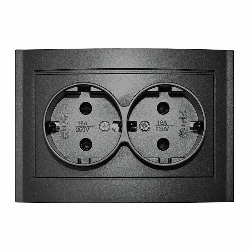 Розетка 2-м СП Бриллиант 16А IP20 с заземл. в сборе графит Universal 7947533-Gr