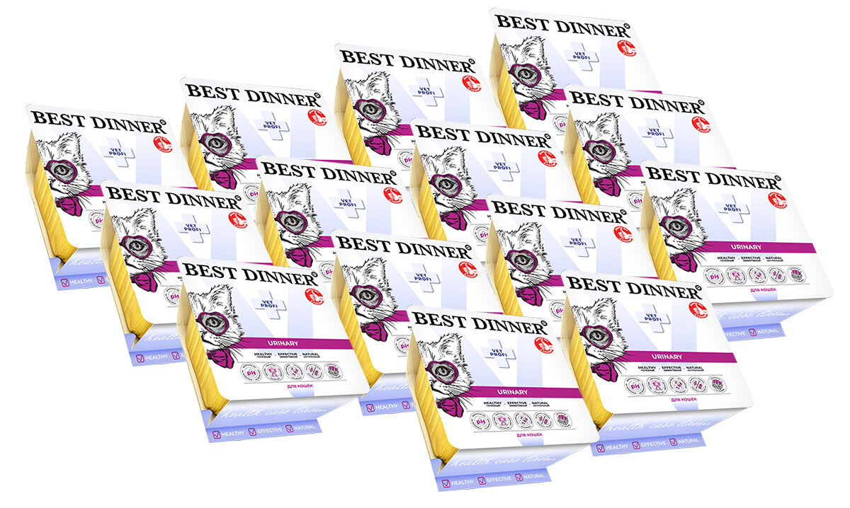 Корм влажный Best Dinner Vet Profi Urinary для взрослых кошек при мочекаменной болезни с ягненком паштет, 100 г х 14 шт