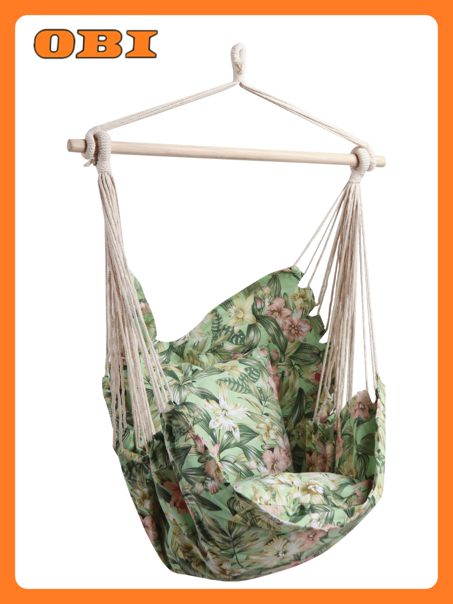 Подвесное кресло "Lytton", дерево, текстиль, влагостойкое, зеленое