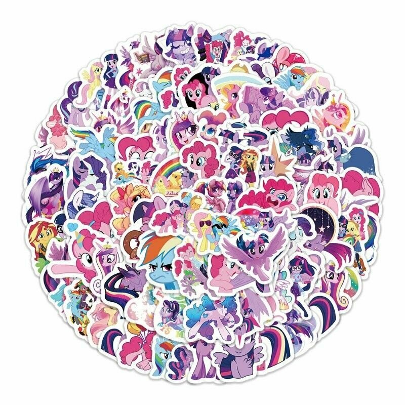 Наклейки стикеры Мой маленький Пони / My Little Pony, 60 шт, водостойкие
