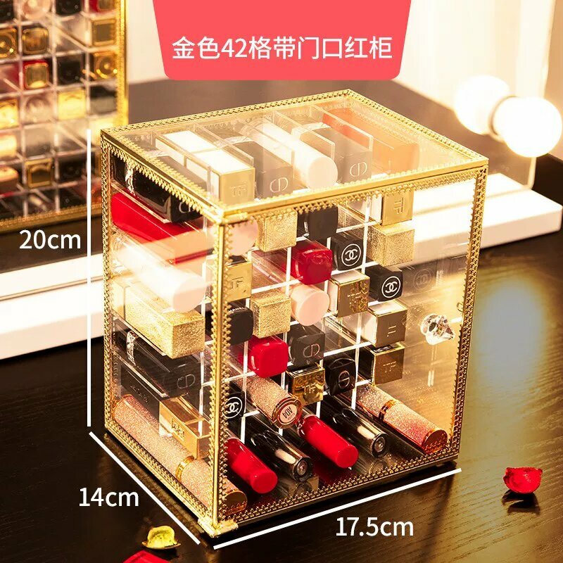 Коробка для хранения помады, подставка для помады с крышкой, стеклянный пылезащитный органайзер для блеска для губ,