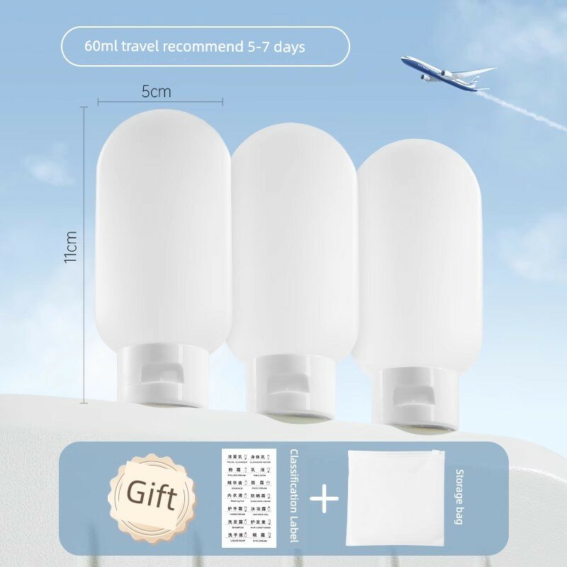 Набор из 3 шт. с оригинальным цветом, по 60 мл каждый для шампуня, геля для душа и снятия макияжа - прозрачная упаковка