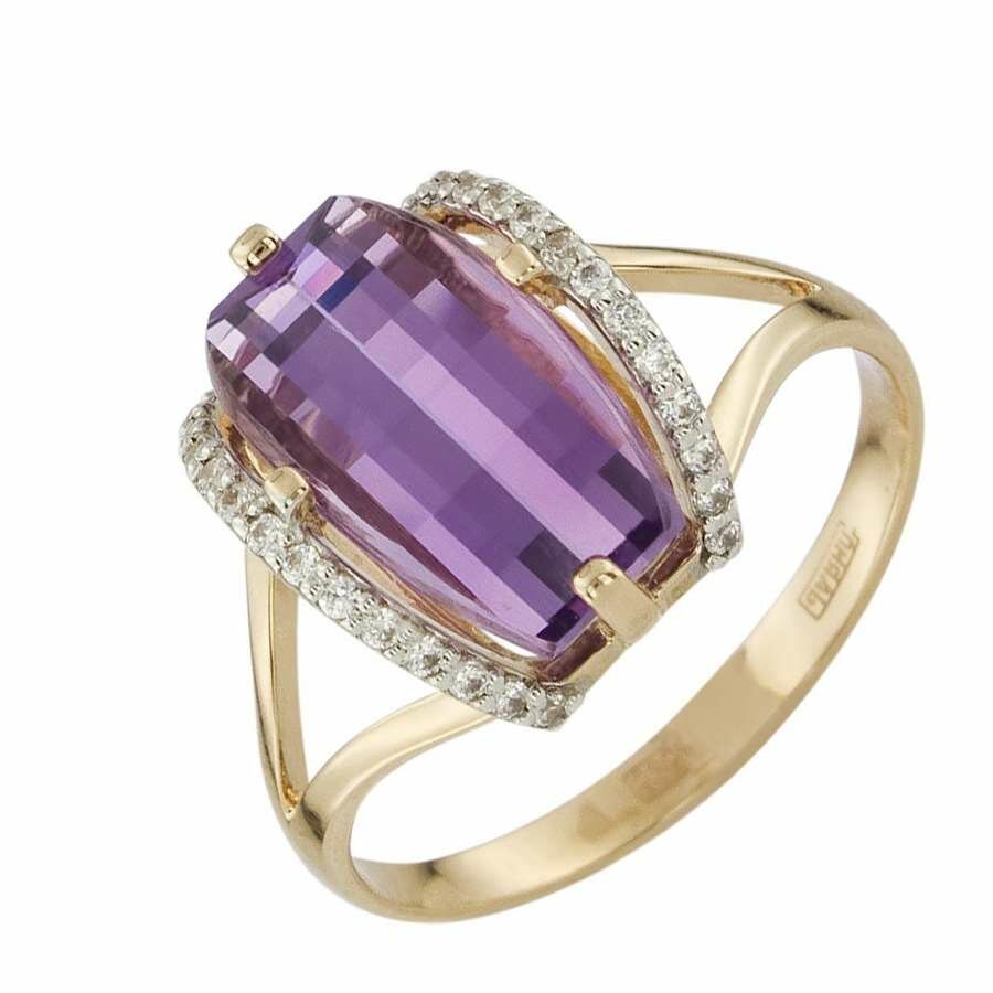 Кольцо, красное золото, 585 проба, аметист