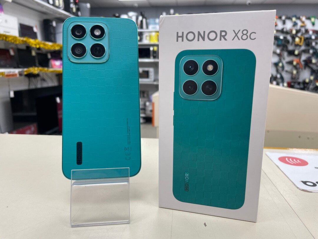 Смартфон Honor X8c 6/128 ГБ, Бирюзовый зеленый, Amoled, NFC, Snapdragon 685, Б/У, Уценка