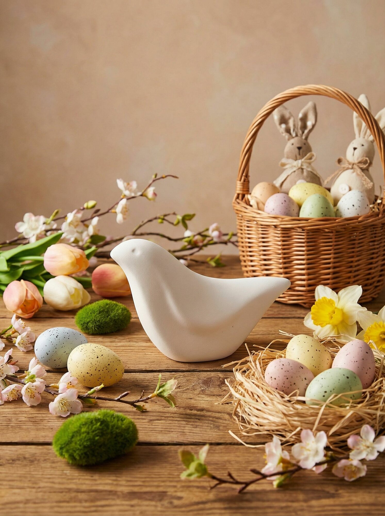 Декоративная статуэтка "Птичка", гипс, ручная работа, 11 см х 7 см