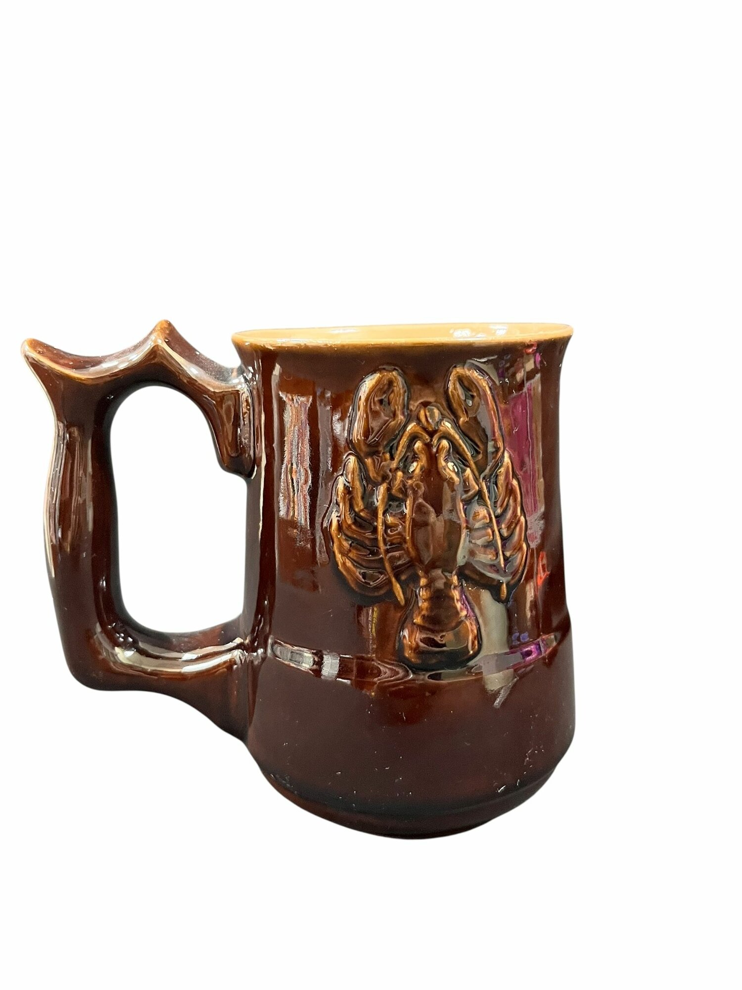 Советская пивная кружка, Рак, обливная керамика, майолика, сделано в СССР