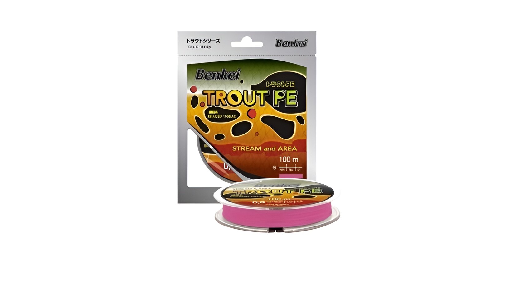 Шнур Benkei "Trout PE" 100 m, #0,5 (0,117mm), 3,6 kg, розовый fluo