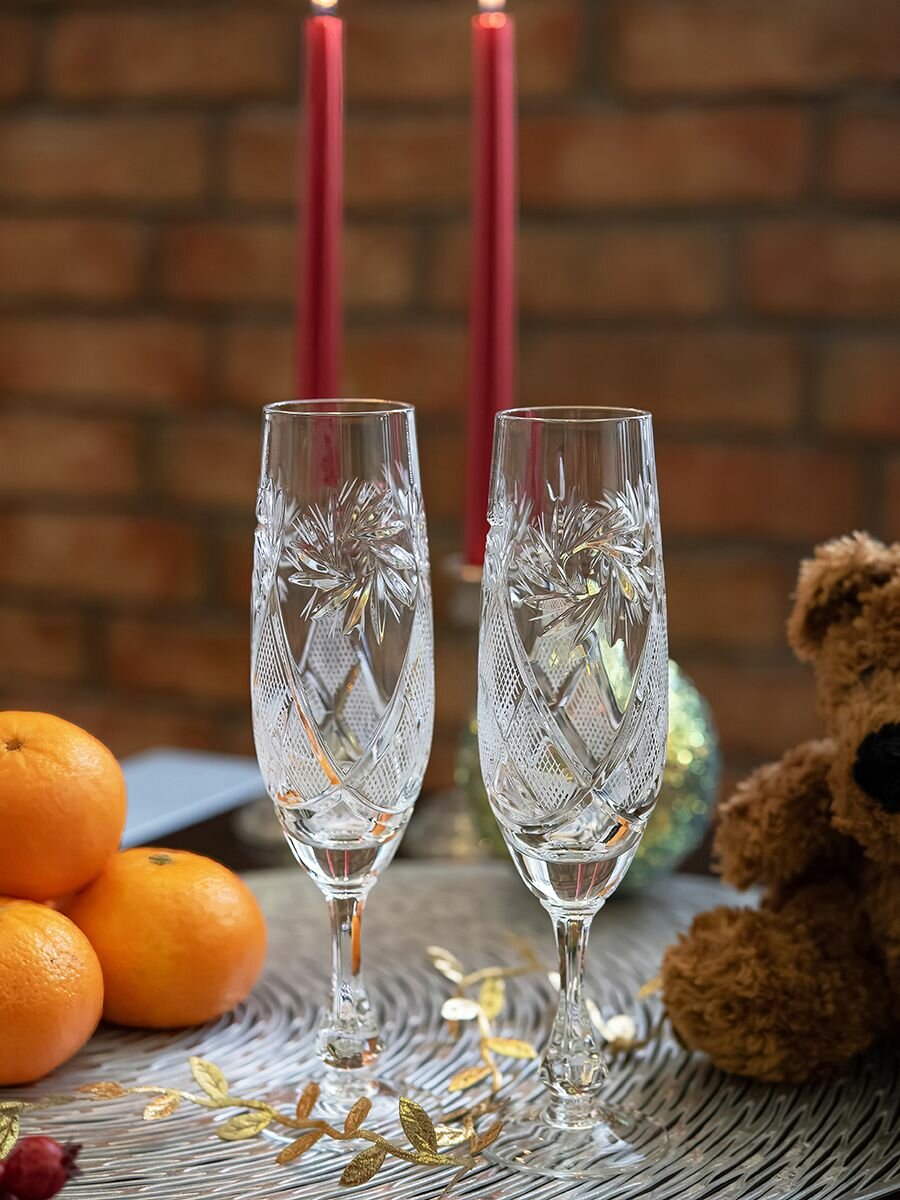Хрустальные бокалы для шампанского, для вина и коктейлей 170 мл, набор 2 шт, Неман