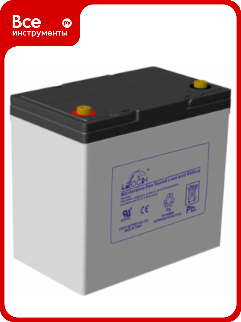 Аккумулятор Leoch DJM1255 для ИБП, 12В, 55Ач, AGM, прямая полярность, размеры 211x138x229 мм, вес